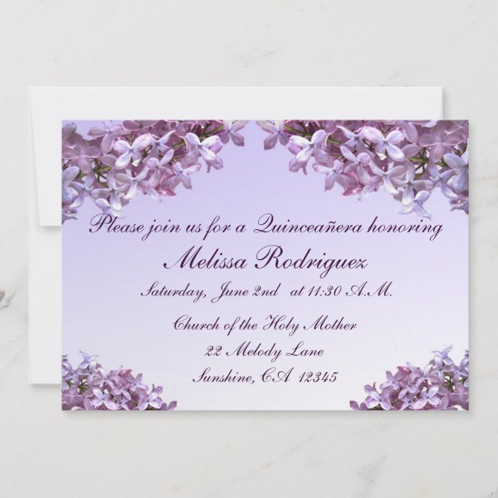 Lilac Quinceanera Invitation | Zazzle