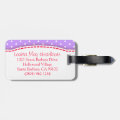 Lilac red ladybug & polka dots named luggage tag | Zazzle