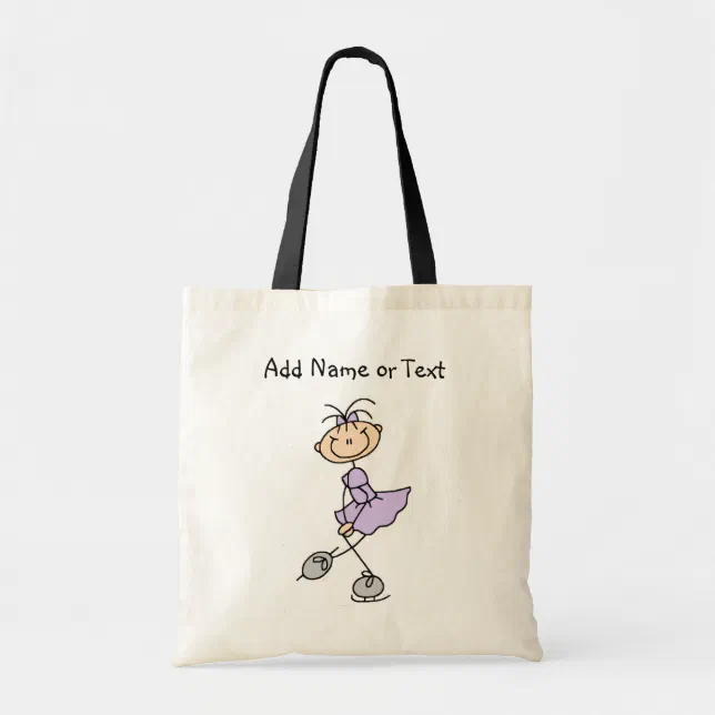 Lilac Stick Figure Girl Ice Skater Customized Bag | Zazzle