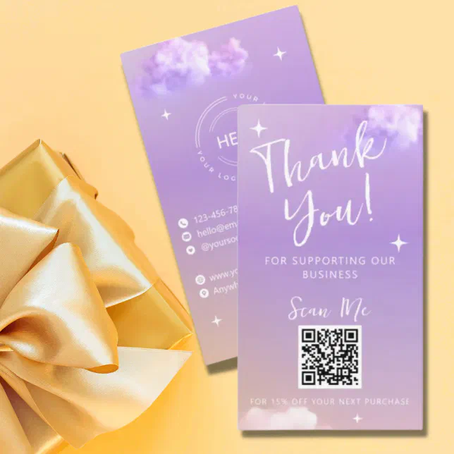 Lilac Thank You For Your Order QR Code Insert | Zazzle