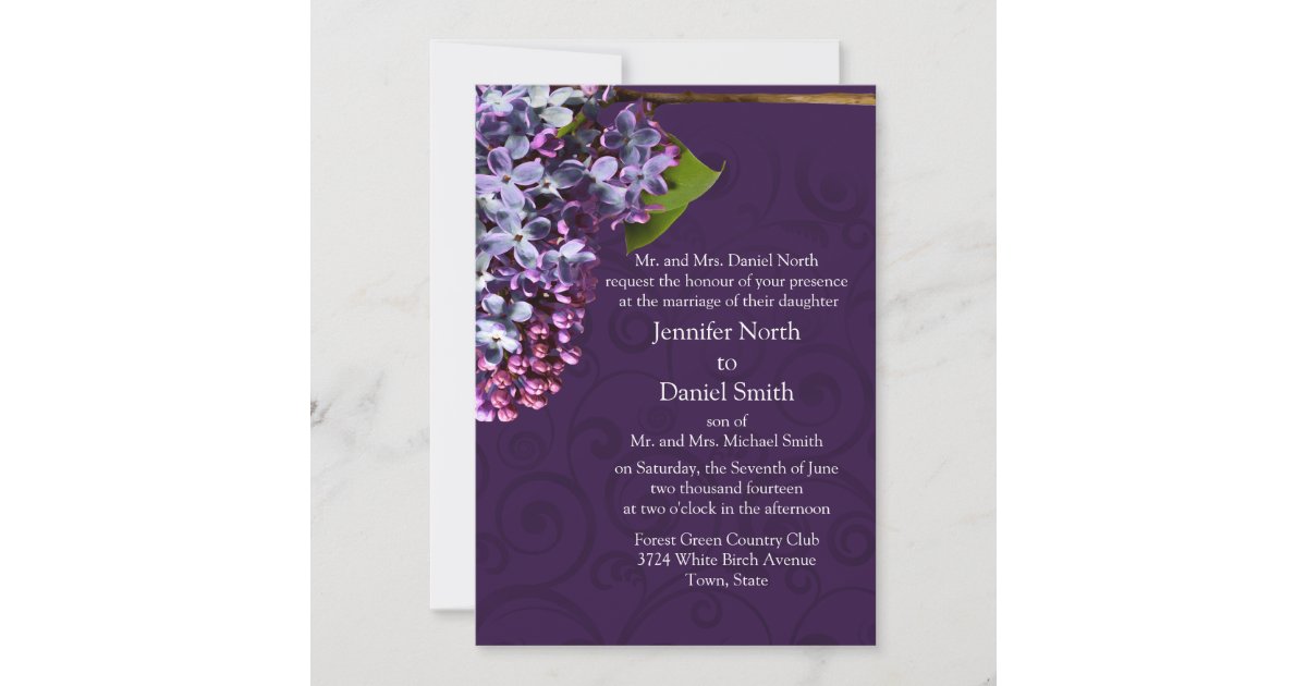 Lilac Wedding Invitation | Zazzle