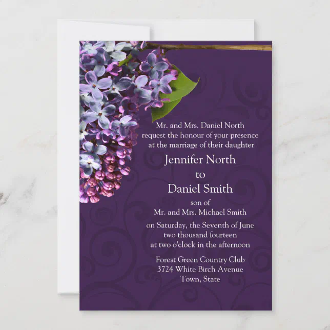 Lilac Wedding Invitation | Zazzle