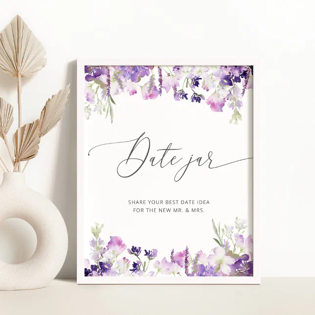 Lilac wildflower date night ideas. Date jar Poster | Zazzle