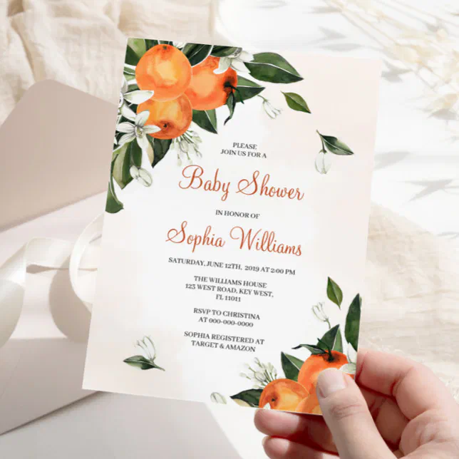 Lilies & Orange Floral Baby Shower Invitation | Zazzle