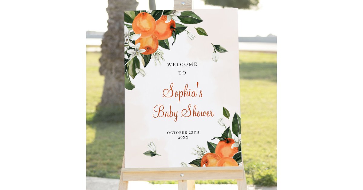 Lilies & Orange Floral Baby Shower Welcome Sign | Zazzle