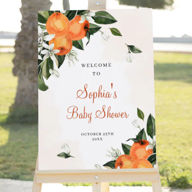 Lilies & Orange Floral Baby Shower Welcome Sign | Zazzle