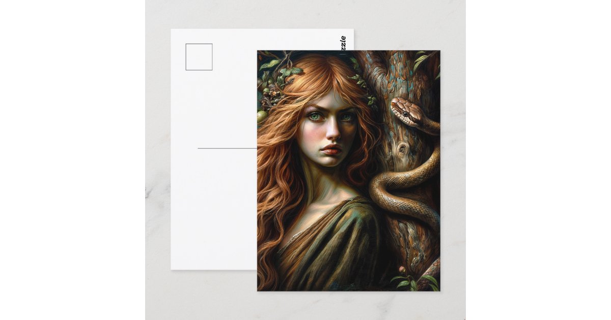 Lilith and Snake Botanical Art Postcard | Zazzle