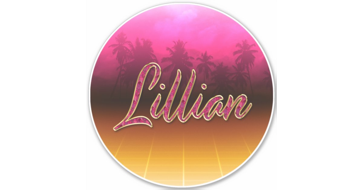 Lillian first name name golden pink sticker | Zazzle