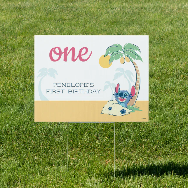 Lilo and Stitch Beach Birthday Sign | Zazzle