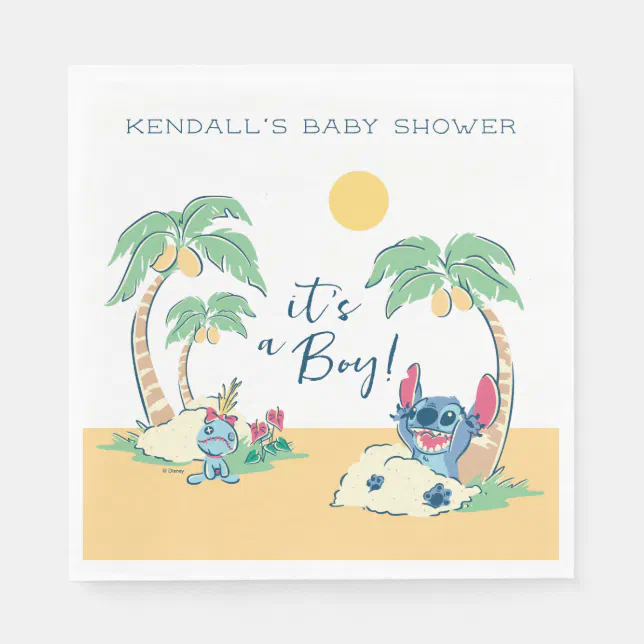 Lilo and Stitch Beach | Boy Baby Shower Napkins | Zazzle