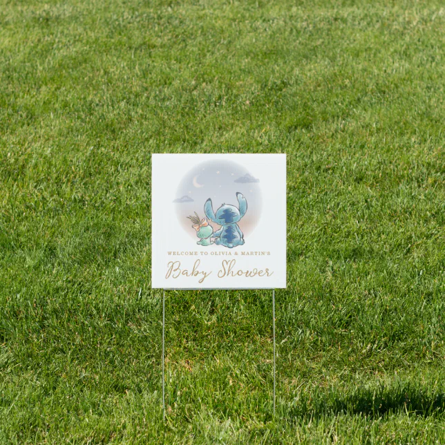 Lilo and Stitch | Over the Moon - Baby Shower Sign | Zazzle