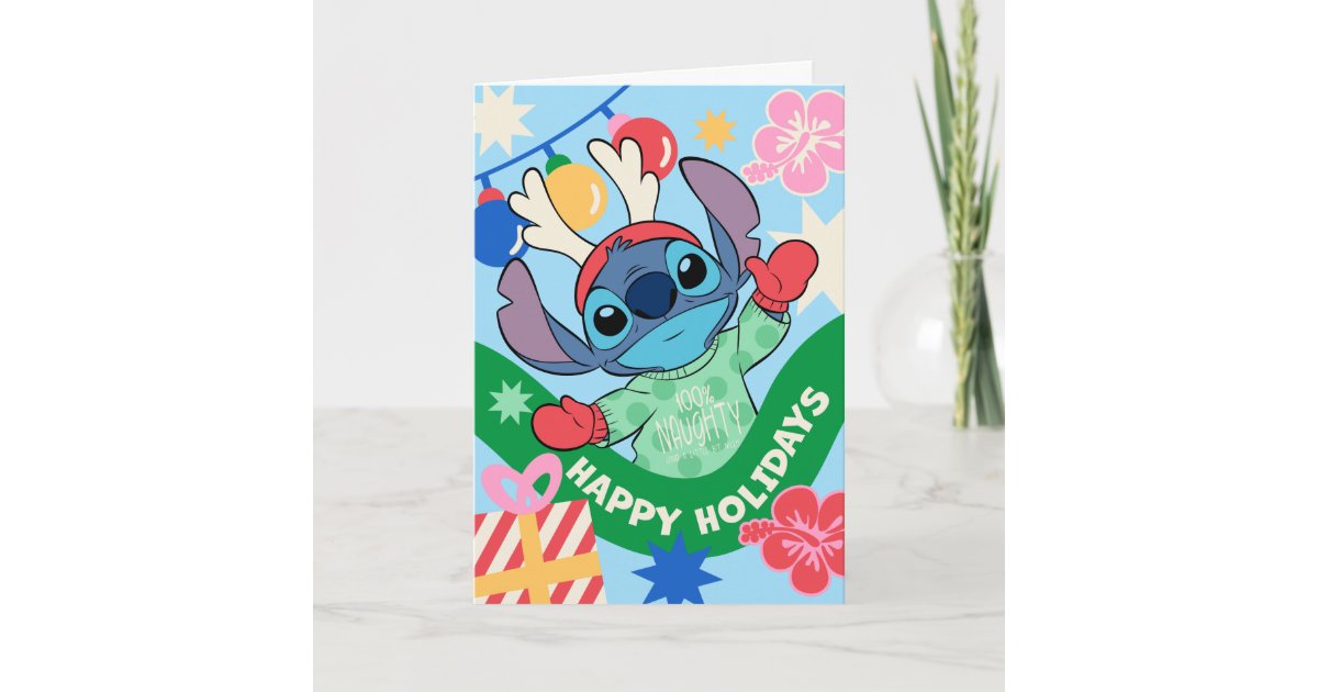 Lilo and Stitch | Stitch Happy Holidays Card | Zazzle