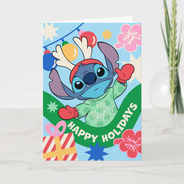 Lilo and Stitch | Stitch Happy Holidays Card | Zazzle