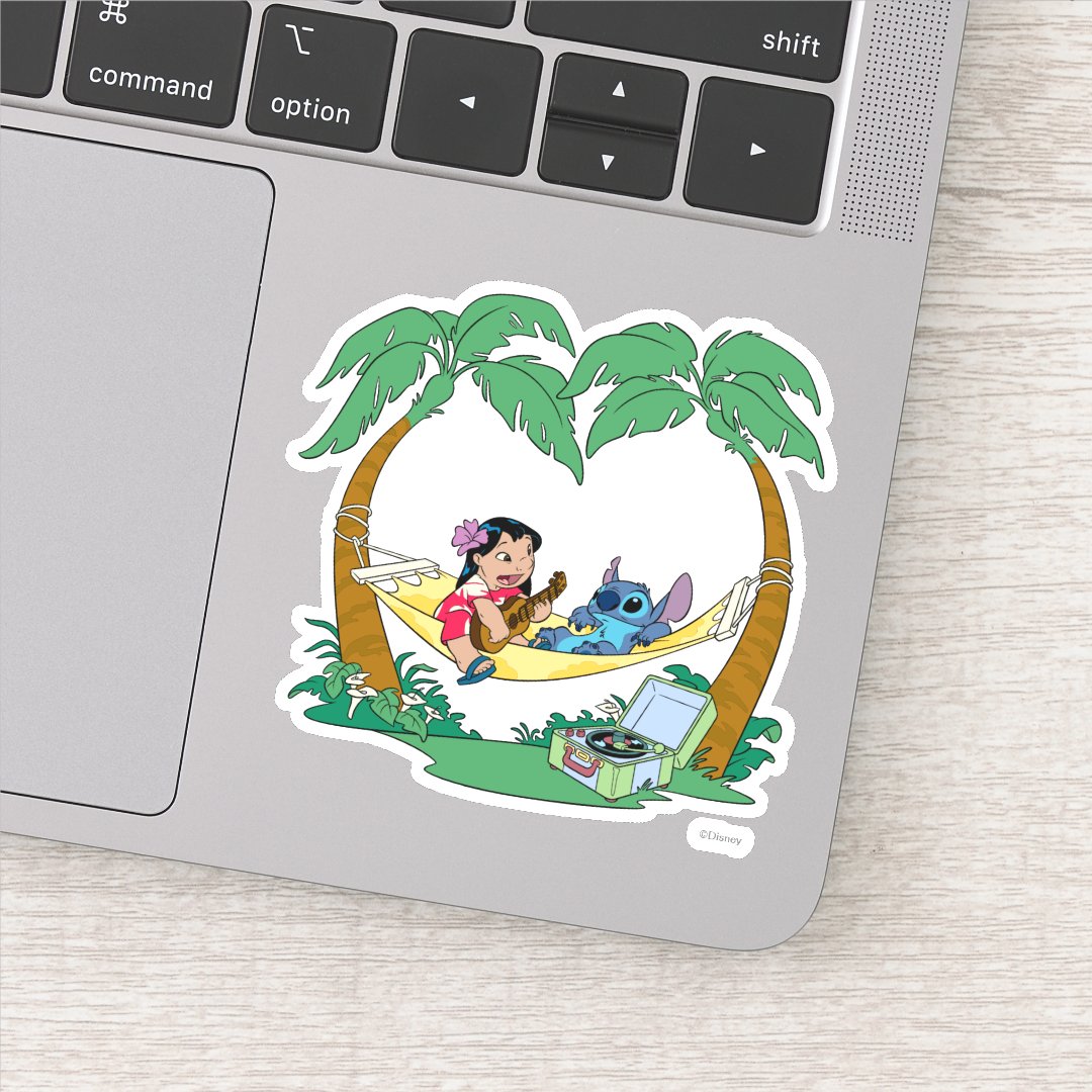Lilo & Stitch Lilo Stitch on a hammock Sticker | Zazzle