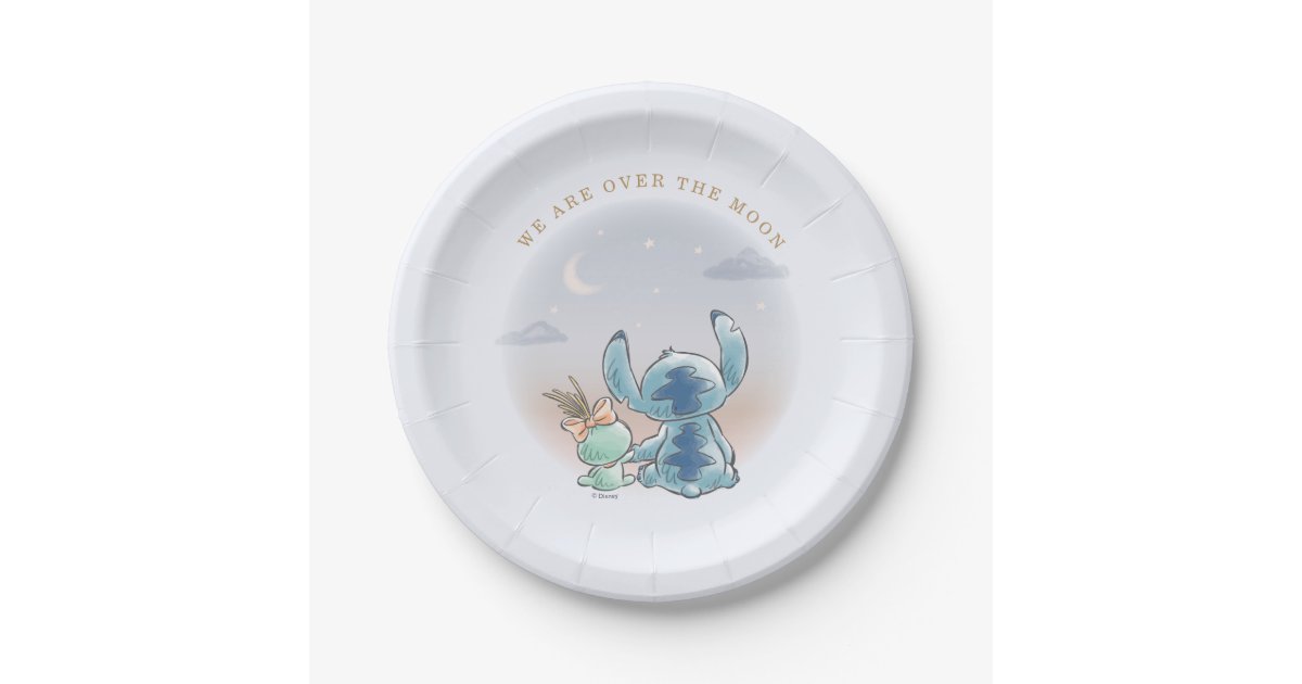 Lilo & Stitch Over the Moon Boy Baby Shower Paper Plates | Zazzle
