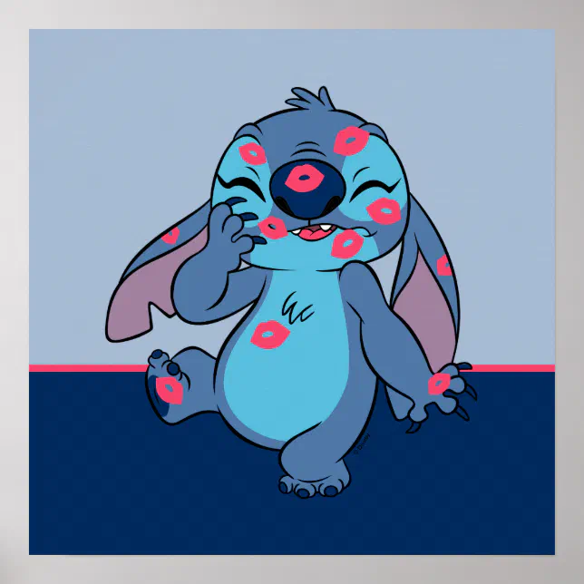 Lilo & Stitch | Stitch Covered in Kisses Poster | Zazzle