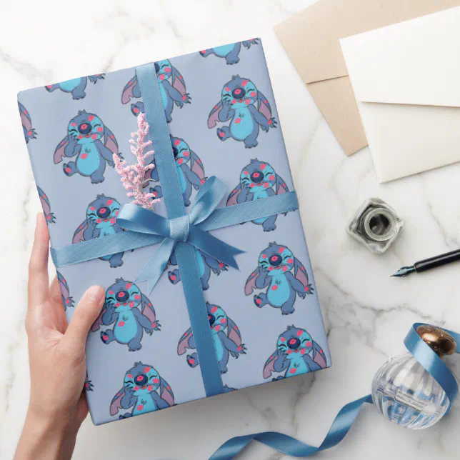 Lilo & Stitch | Stitch Covered in Kisses Wrapping Paper | Zazzle