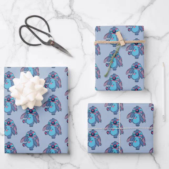 Lilo & Stitch | Stitch Covered in Kisses Wrapping Paper Sheets | Zazzle