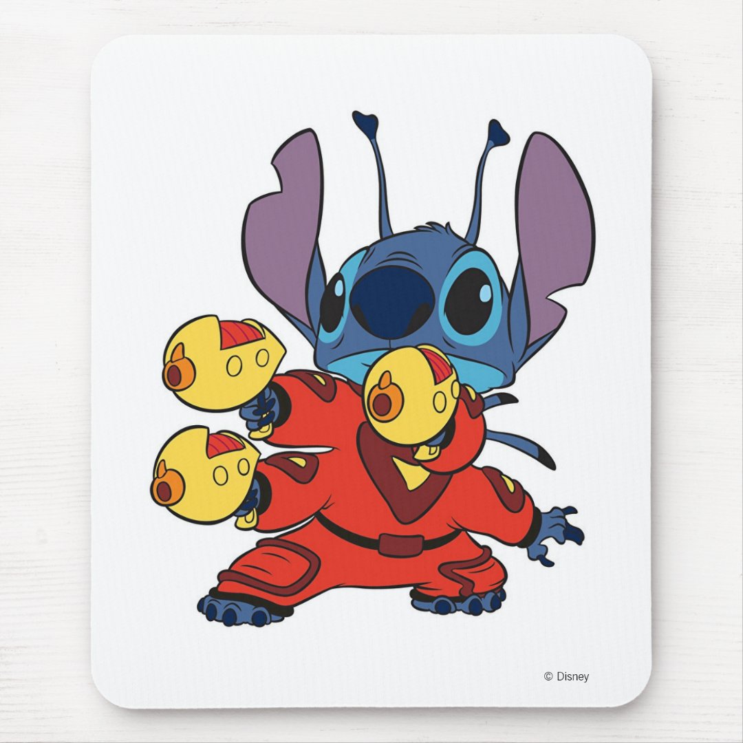 Lilo & Stitch's Stitch with Ray Guns Mouse Pad | Zazzle