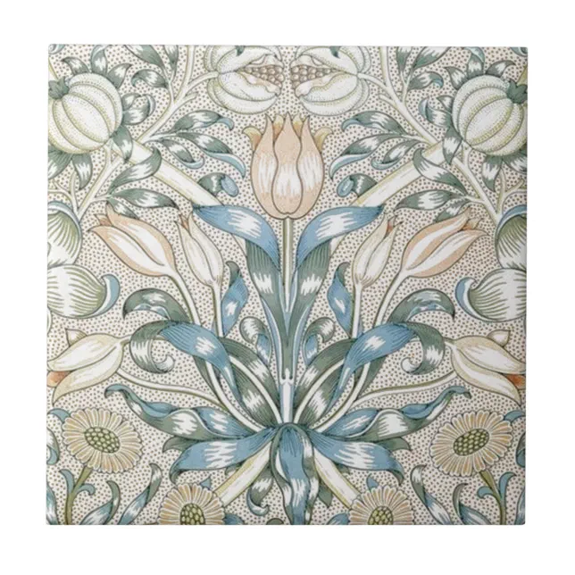 Lily and Pomegranate Vintage Floral Art Design Ceramic Tile | Zazzle