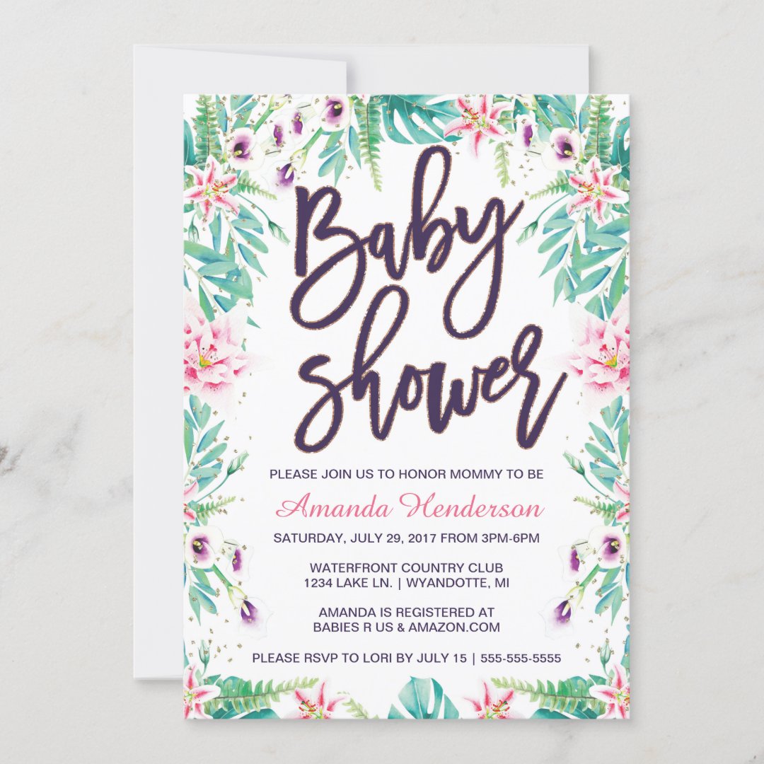Lily Baby Shower Invitation | Floral Baby Shower | Zazzle
