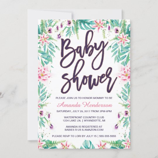 Lily Baby Shower Invitation | Floral Baby Shower | Zazzle.com