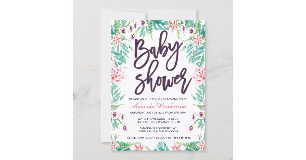 Lily Baby Shower Invitation | Floral Baby Shower | Zazzle
