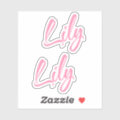 Lily Decorative Name in Pink x2 Sticker | Zazzle