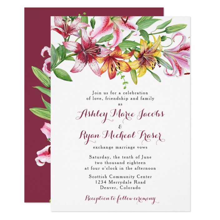 Lily Flower Bouquet Wedding Invitation | Zazzle.com