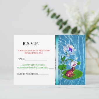Lily Pad Invitation With Frog RSVP Announcement | Zazzle