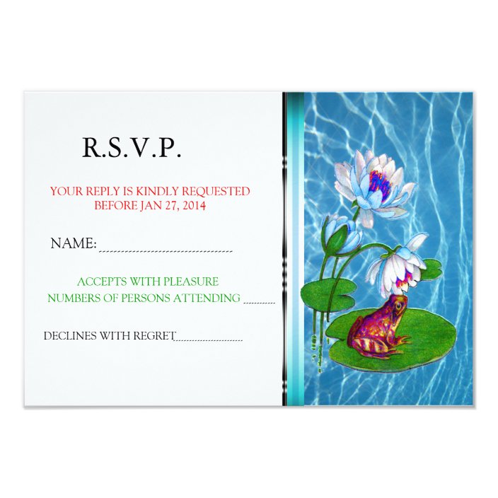 Lily Pad Invitation With Frog RSVP Announcement | Zazzle.com