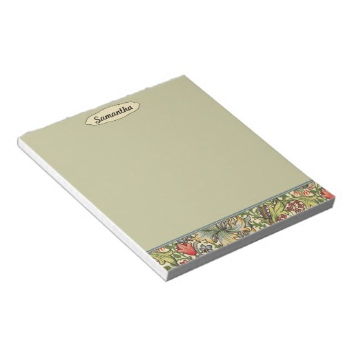Lily Pattern Morris Vintage Victorian Monogram Notepad | Zazzle