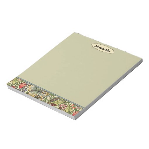 Lily Pattern Morris Vintage Victorian Monogram Notepad | Zazzle