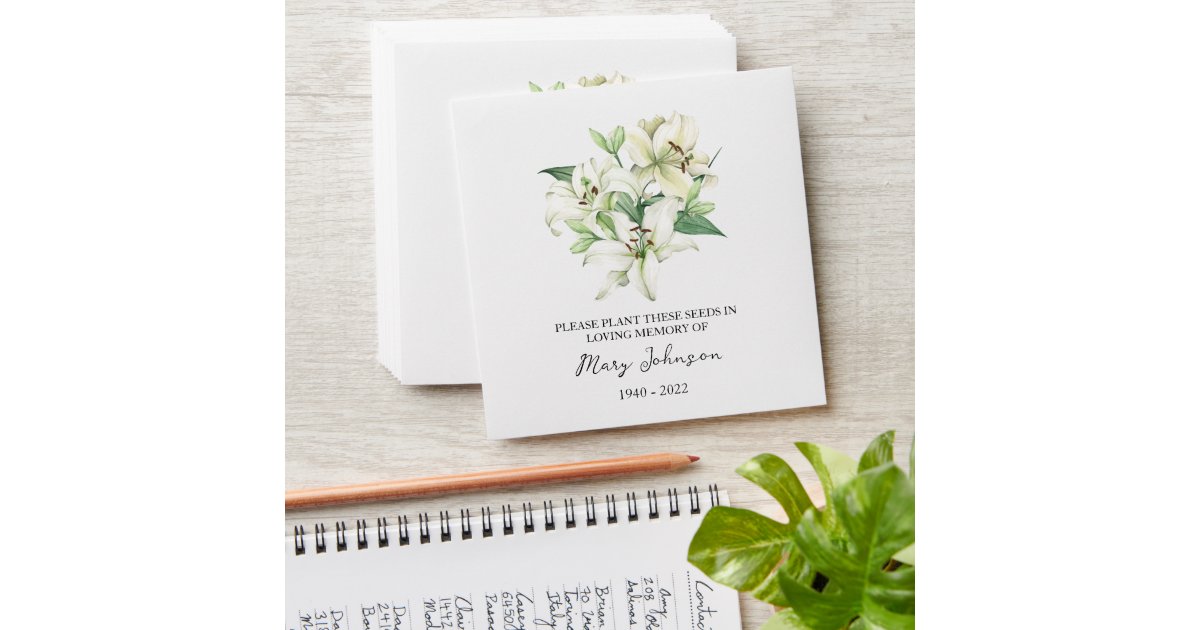 Lily Seed Packet Memorial Funeral Envelope | Zazzle