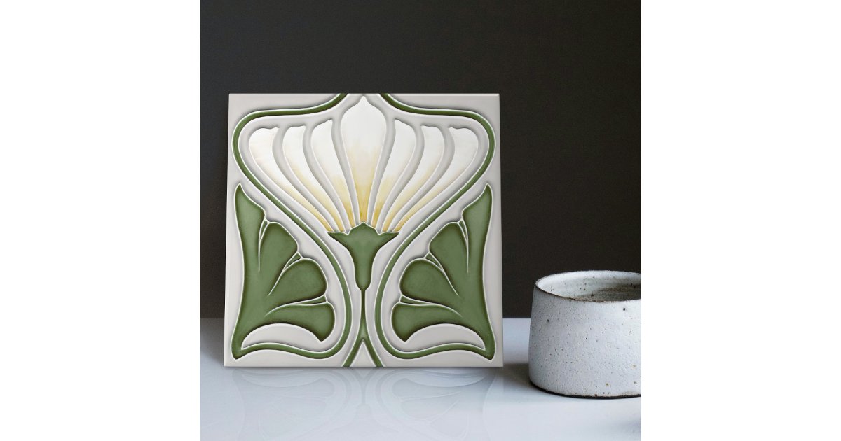 Lily Wall Decor Art Nouveau Art Deco Ceramic Tile | Zazzle