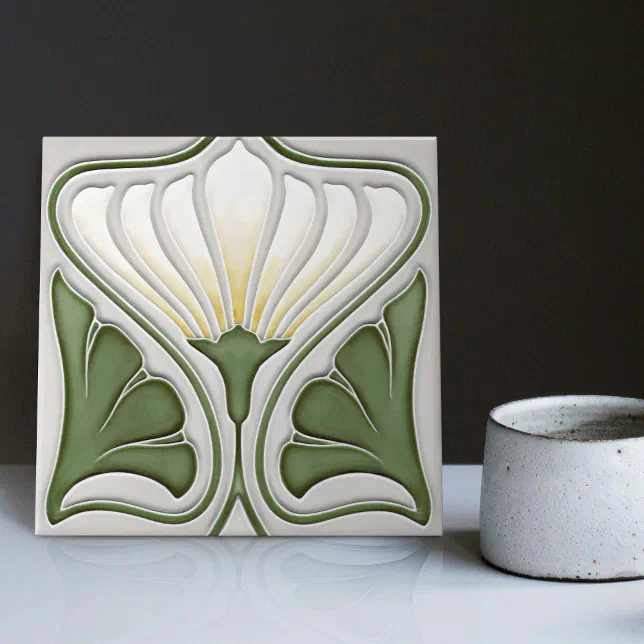 Lily Wall Decor Art Nouveau Art Deco Ceramic Tile | Zazzle