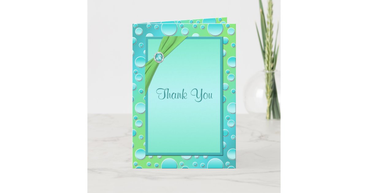 Lime and Aqua Polka Dot Thank You Card | Zazzle