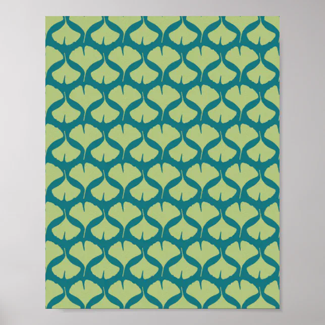 Lime and Teal Green Ginkgo Leaves Poster | Zazzle
