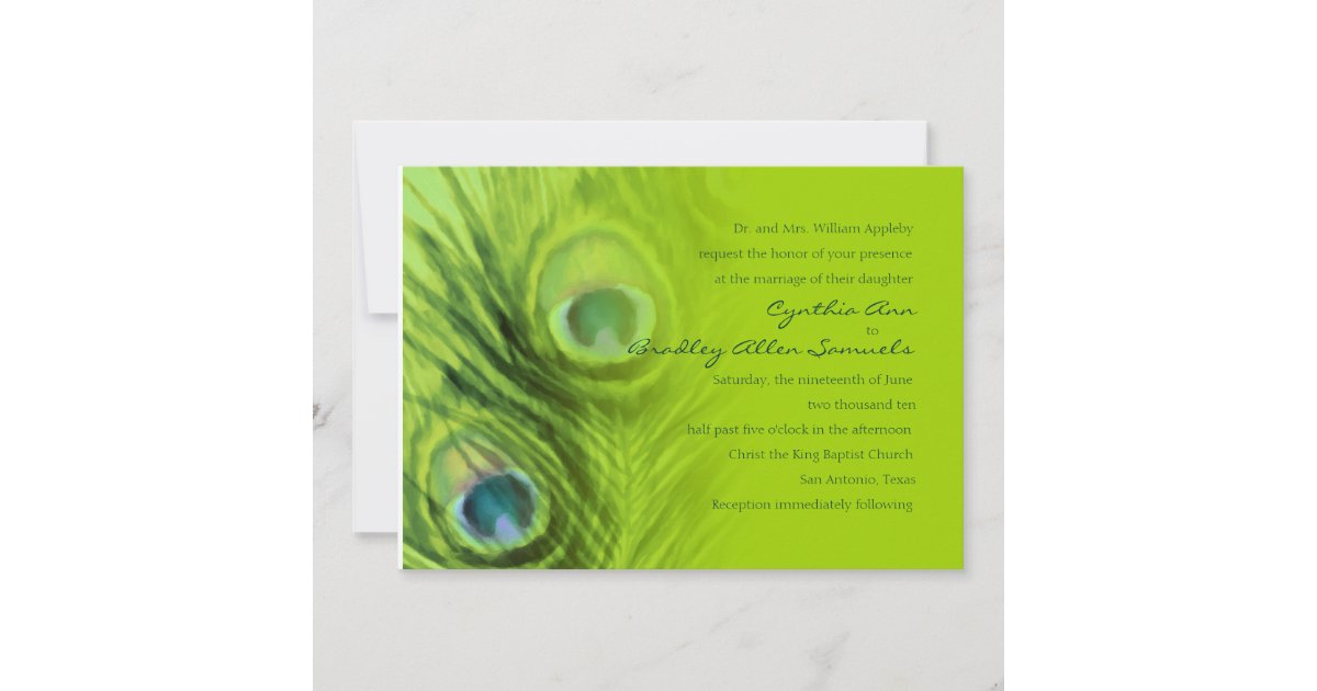 Lime and Teal Peacock Invitation | Zazzle