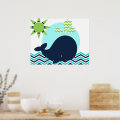 Lime, Blue, and Navy Whale Nursery Poster | Zazzle