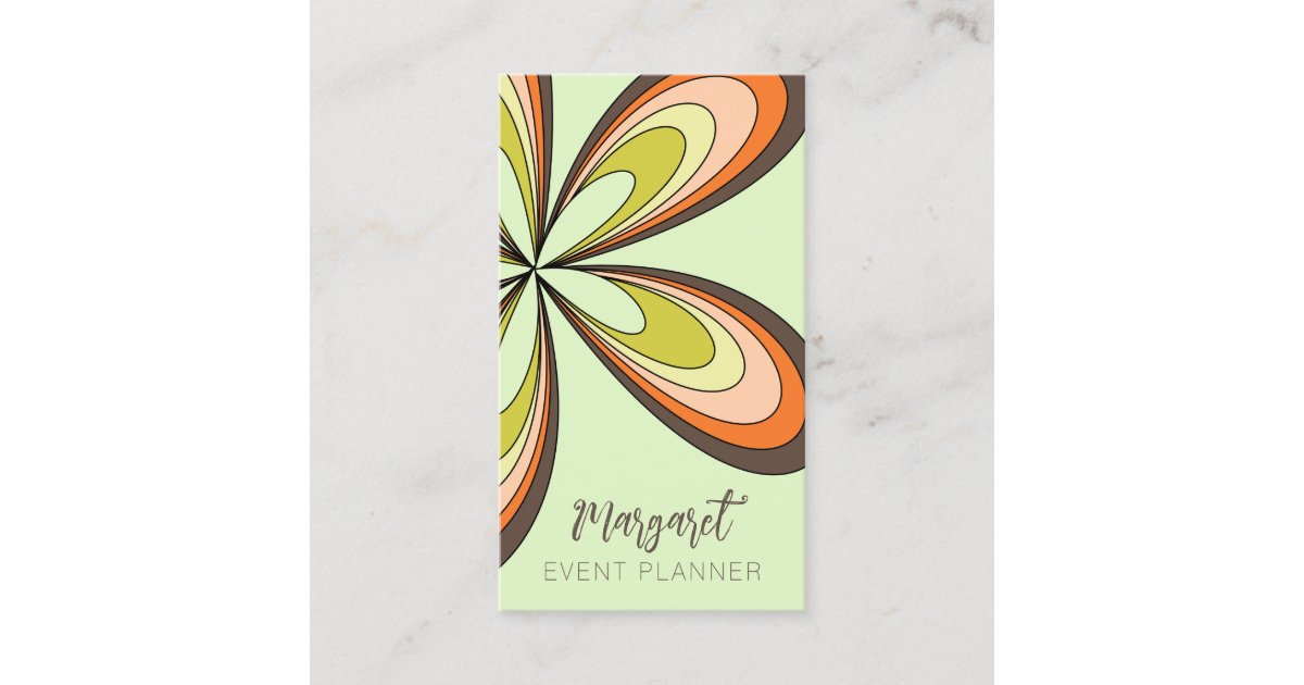 Lime Daisy Event Planner Groovy 70s Hippie Flower Business Card | Zazzle