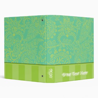 Lime & Deep Aqua Blue Binder With Stripes | Zazzle