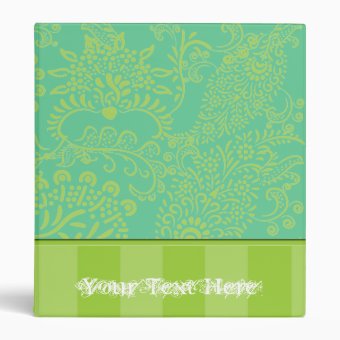 Lime & Deep Aqua Blue Binder With Stripes | Zazzle