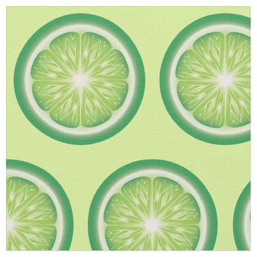 Lime Fruit Slices Pattern Fabric | Zazzle