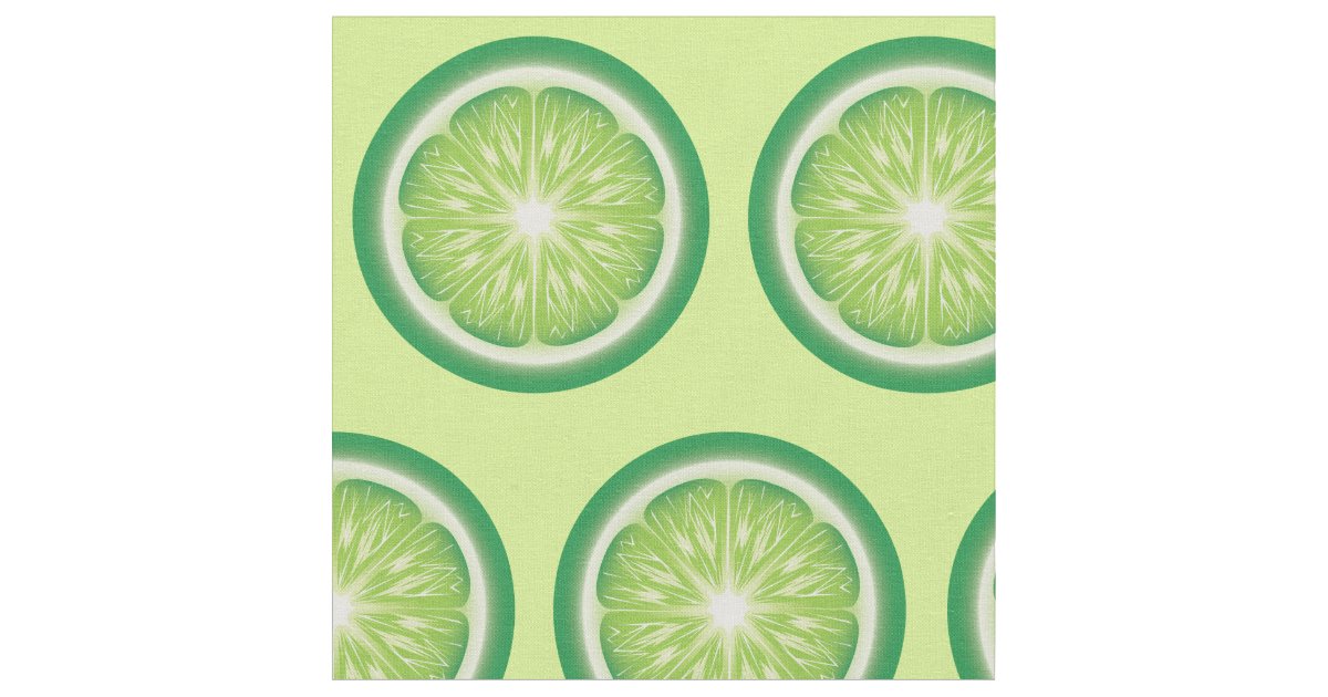 Lime Fruit Slices Pattern Fabric | Zazzle