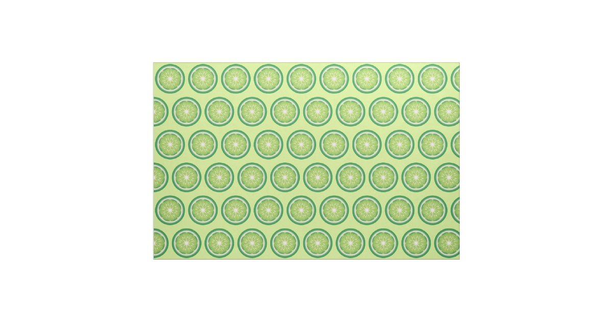 Lime Fruit Slices Pattern Fabric | Zazzle