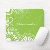 Lime Green and White Floral Mousepad | Zazzle