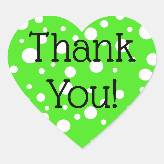 Lime Green and White Polka Dot Thank You Stickers | Zazzle
