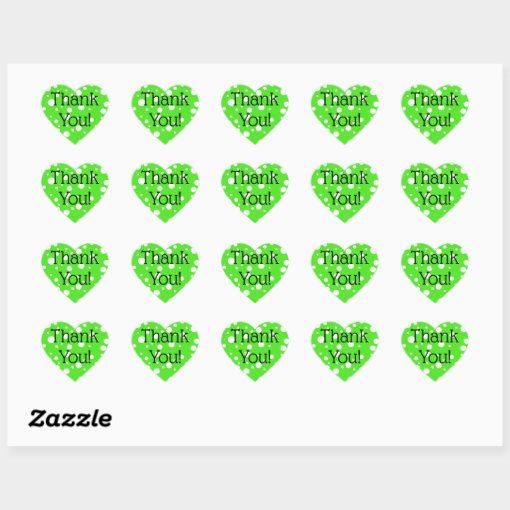 Lime Green and White Polka Dot Thank You Stickers | Zazzle