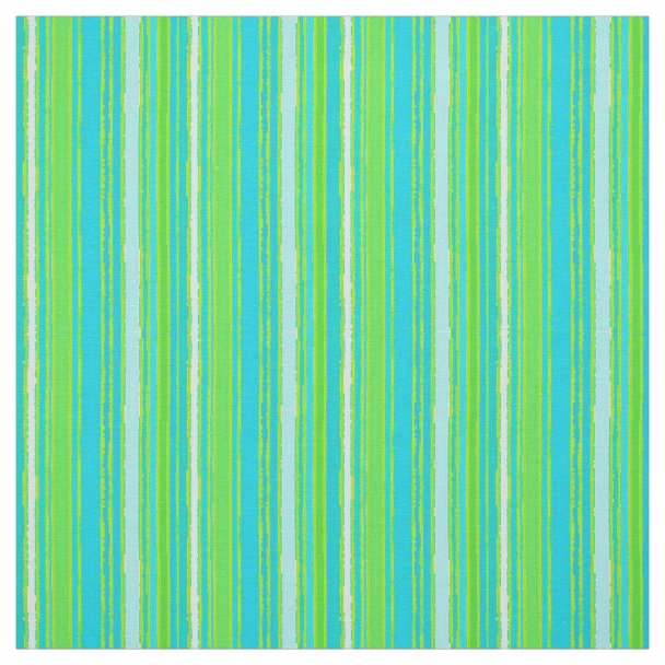 Trendy Lime Green Aqua Turquoise Stripes Pattern Fabric | Zazzle